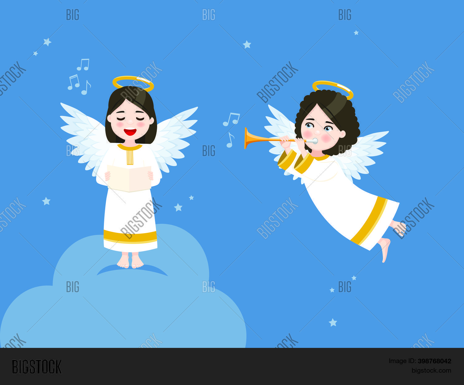 Two Angels Singing Vector & Photo (Free Trial) | Bigstock