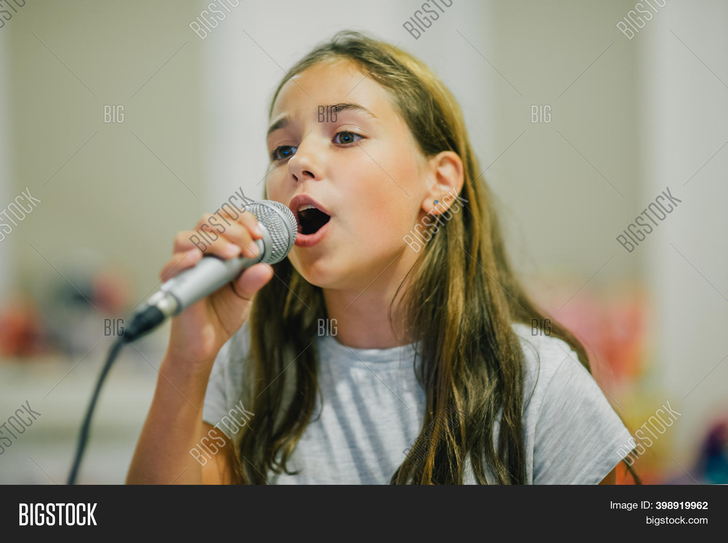 Young Girl Microphone Image & Photo (Free Trial) | Bigstock