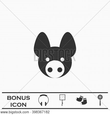 Pig Icon Flat. Black Vector & Photo (Free Trial) | Bigstock