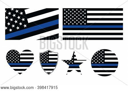 Thin Blue Line Flag. Vector & Photo (Free Trial) | Bigstock