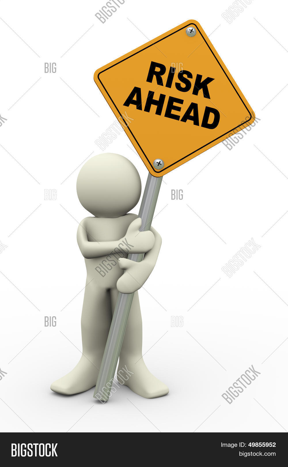 3D Man Risk Ahead Sign Image & Photo (Free Trial) | Bigstock