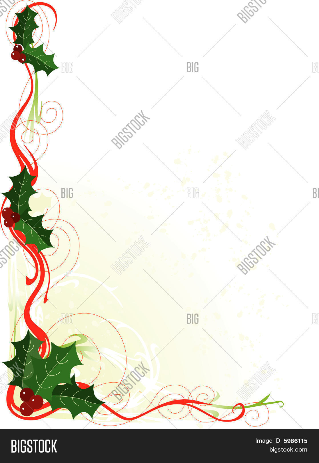 Christmas Holly Top And Bottom Border Royalty Free Vector