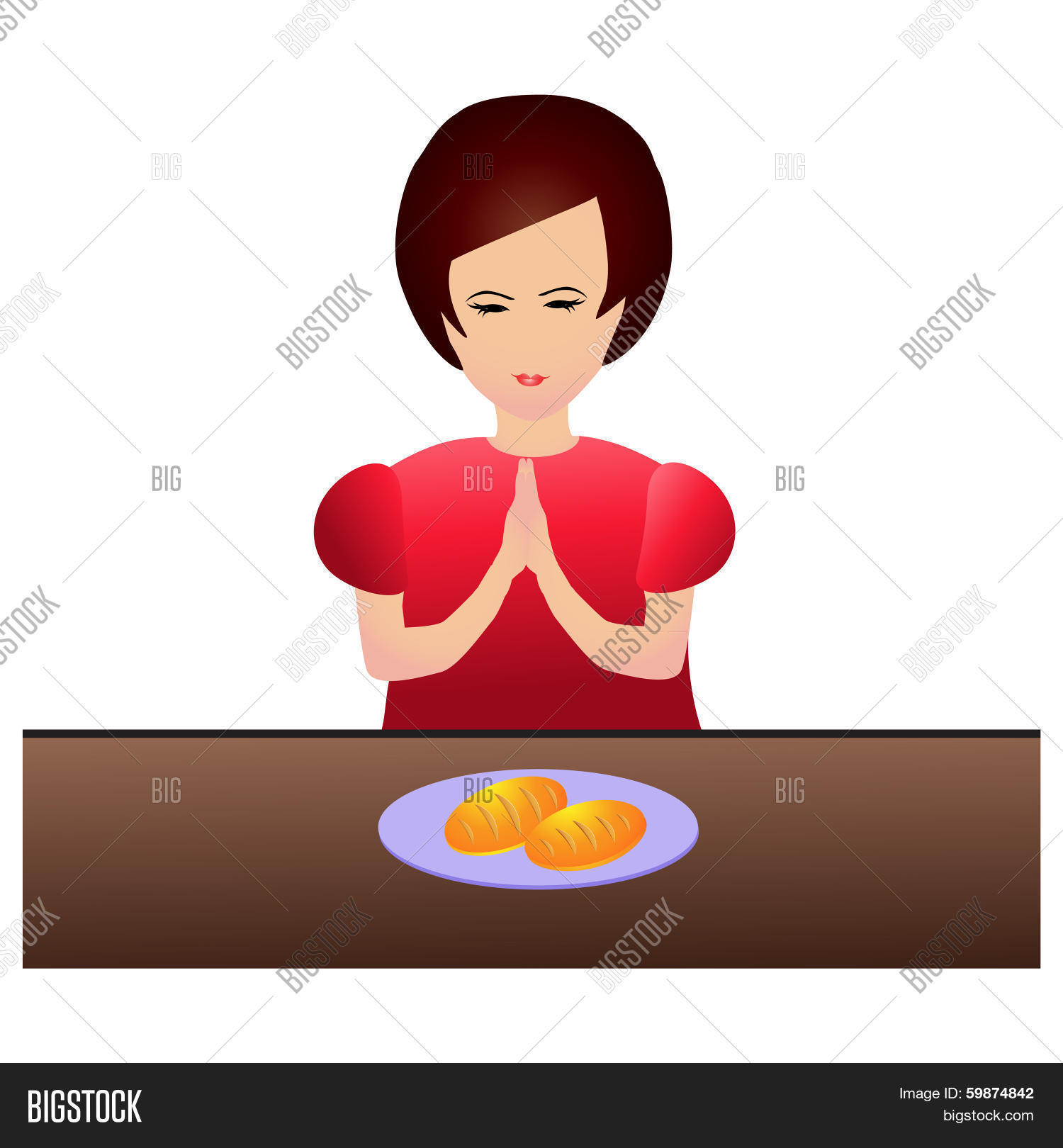 Woman Praying During Vector & Photo (Free Trial) | Bigstock