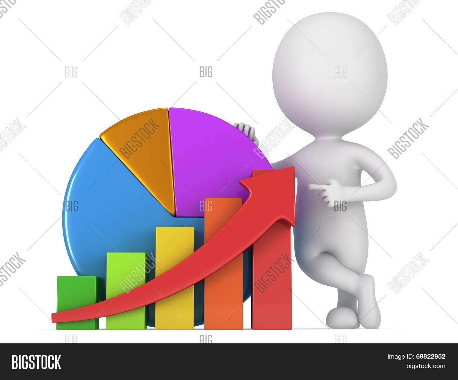 3D Man Bar Graph Pie Image & Photo (Free Trial) | Bigstock