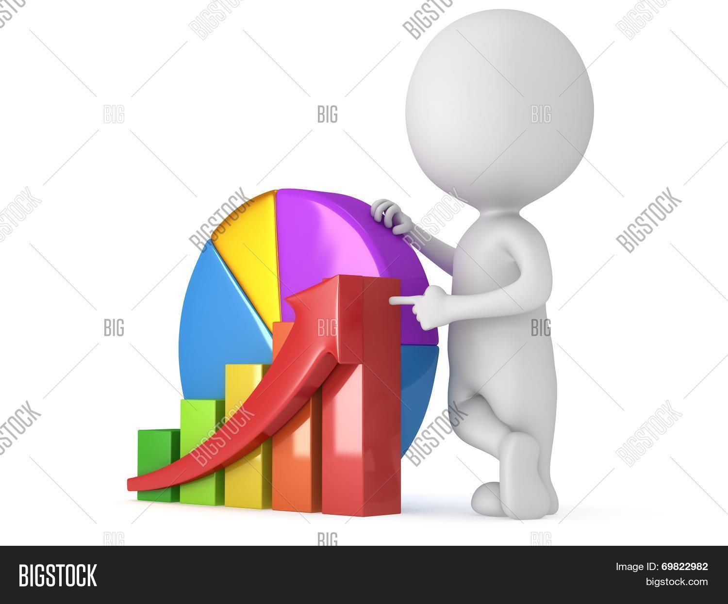 3D Man Bar Graph Pie Image & Photo (Free Trial) | Bigstock