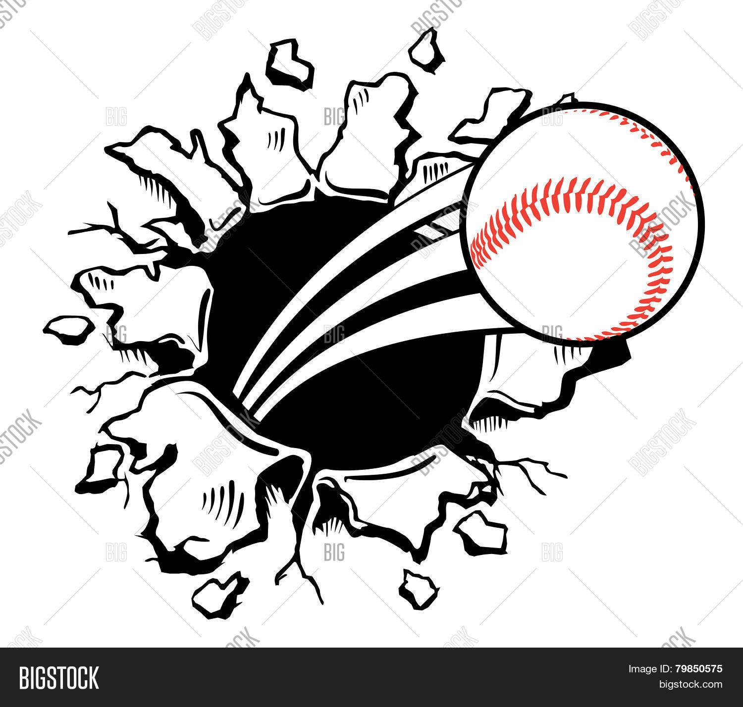 Baseball Busting Wall Vector & Photo (Free Trial) | Bigstock
