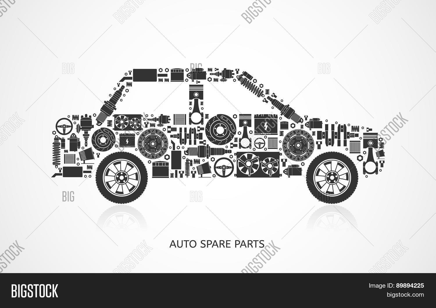 Set Auto Spare Parts Vector & Photo (Free Trial) | Bigstock