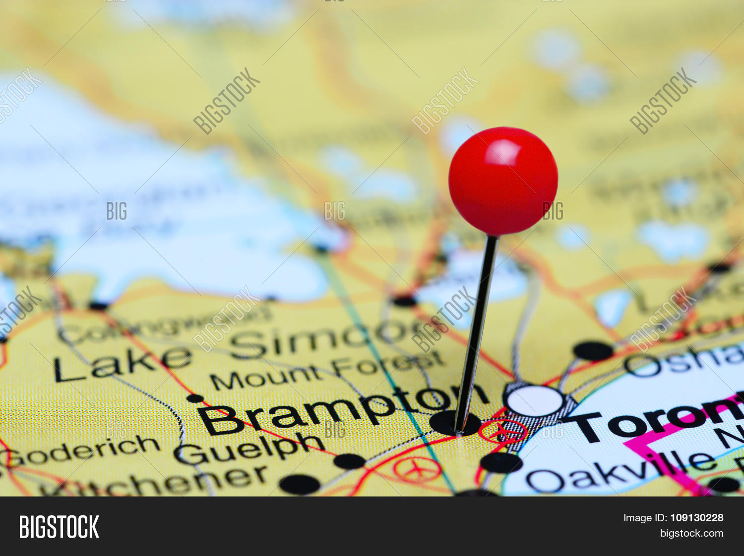 Brampton Pinned On Map Image & Photo (Free Trial) | Bigstock
