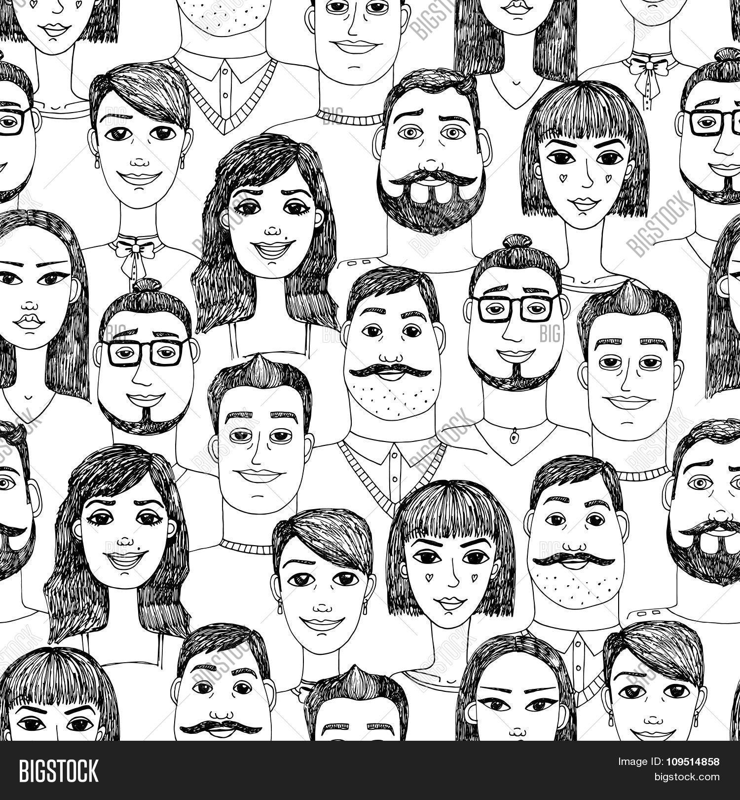 Cartoon Faces Crowd Vector & Photo (Free Trial) | Bigstock