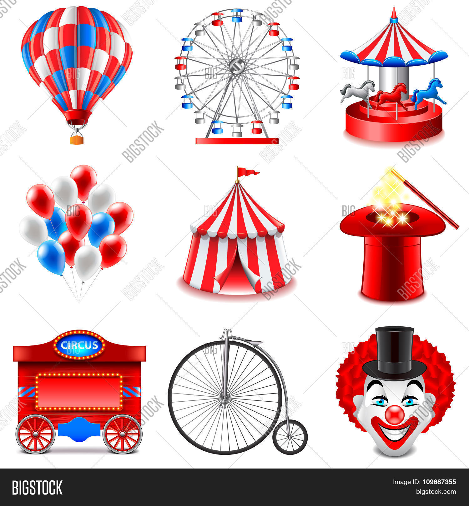 Circus Icons Vector Vector & Photo (Free Trial) | Bigstock