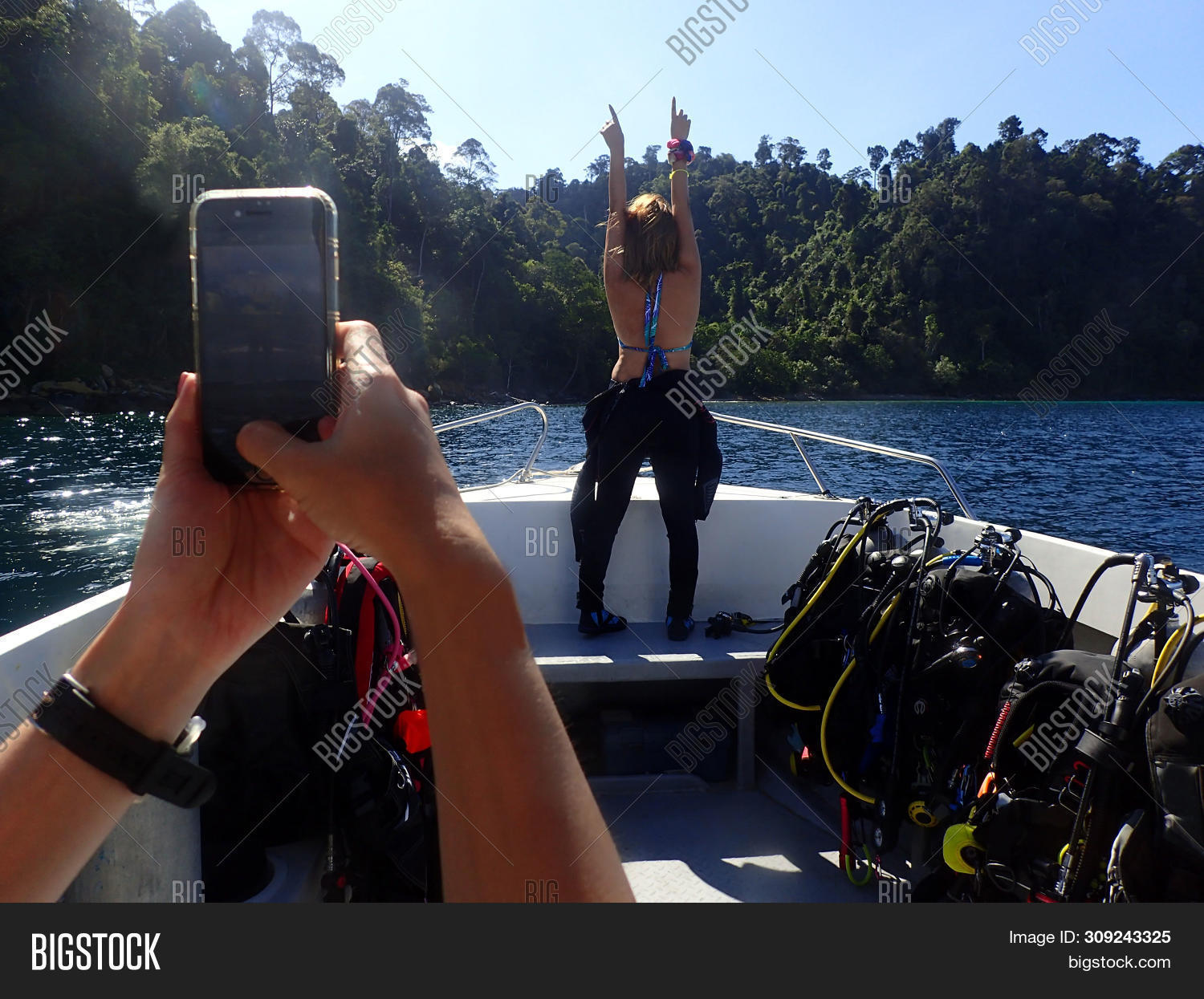 Happy Scuba Diver Pose Image & Photo (Free Trial) | Bigstock