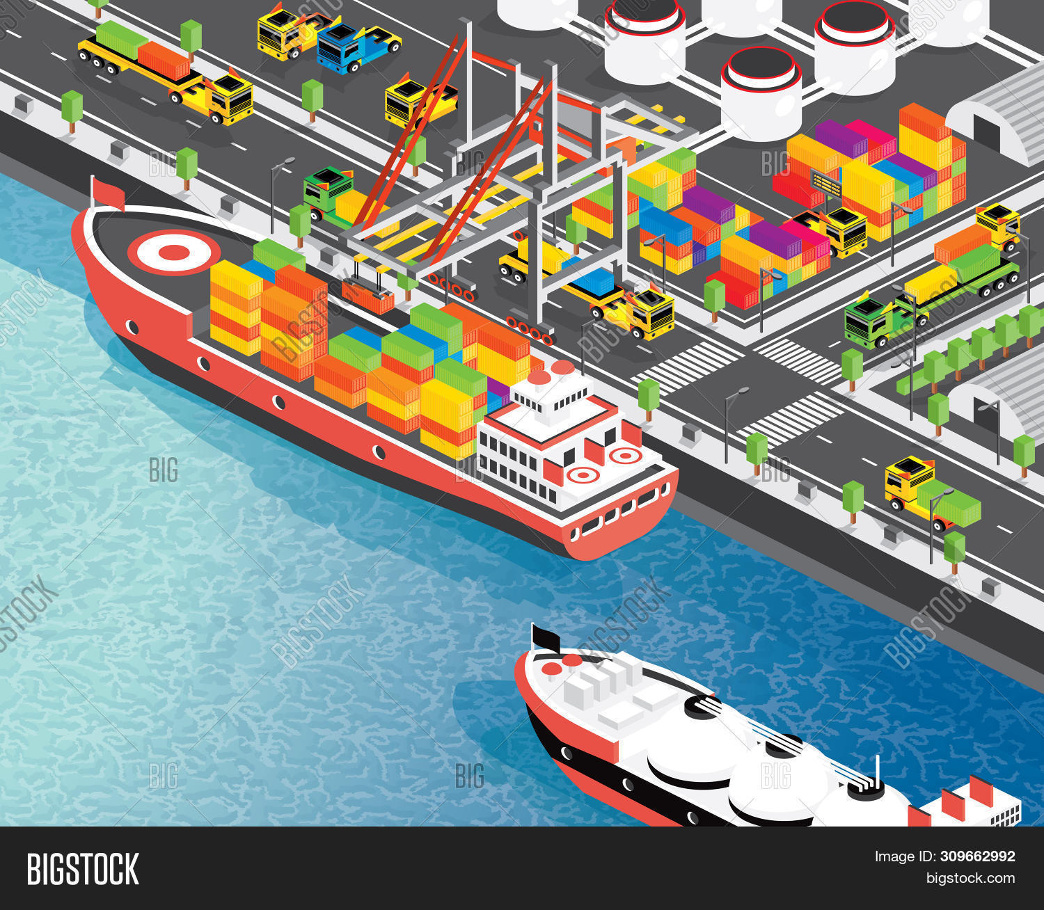 Isometric Sea Port Image & Photo (Free Trial) | Bigstock