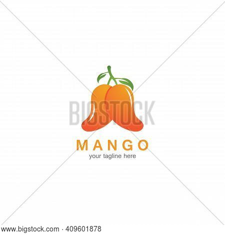 Mango Fruit Logo Vector Illustration Design Template. Mango In Flat ...
