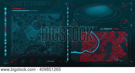 Set Hud Maps Elements Vector & Photo (Free Trial) | Bigstock