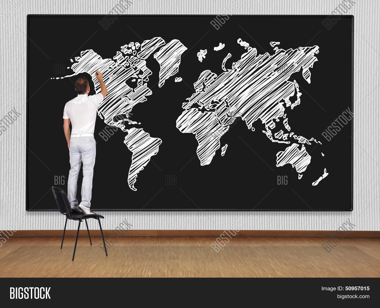 Man Drawing World Map Image & Photo (Free Trial) | Bigstock