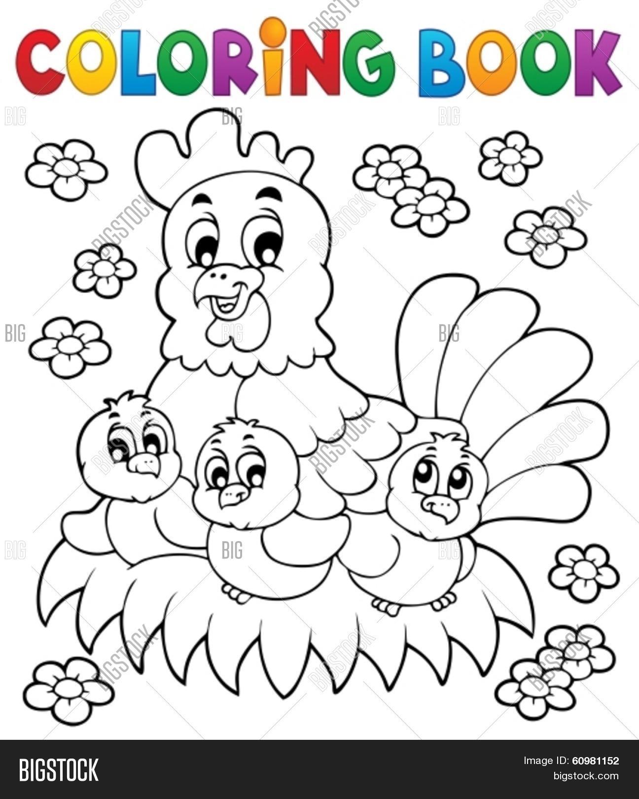 Coloring Book Chicken Vector & Photo (Free Trial) | Bigstock