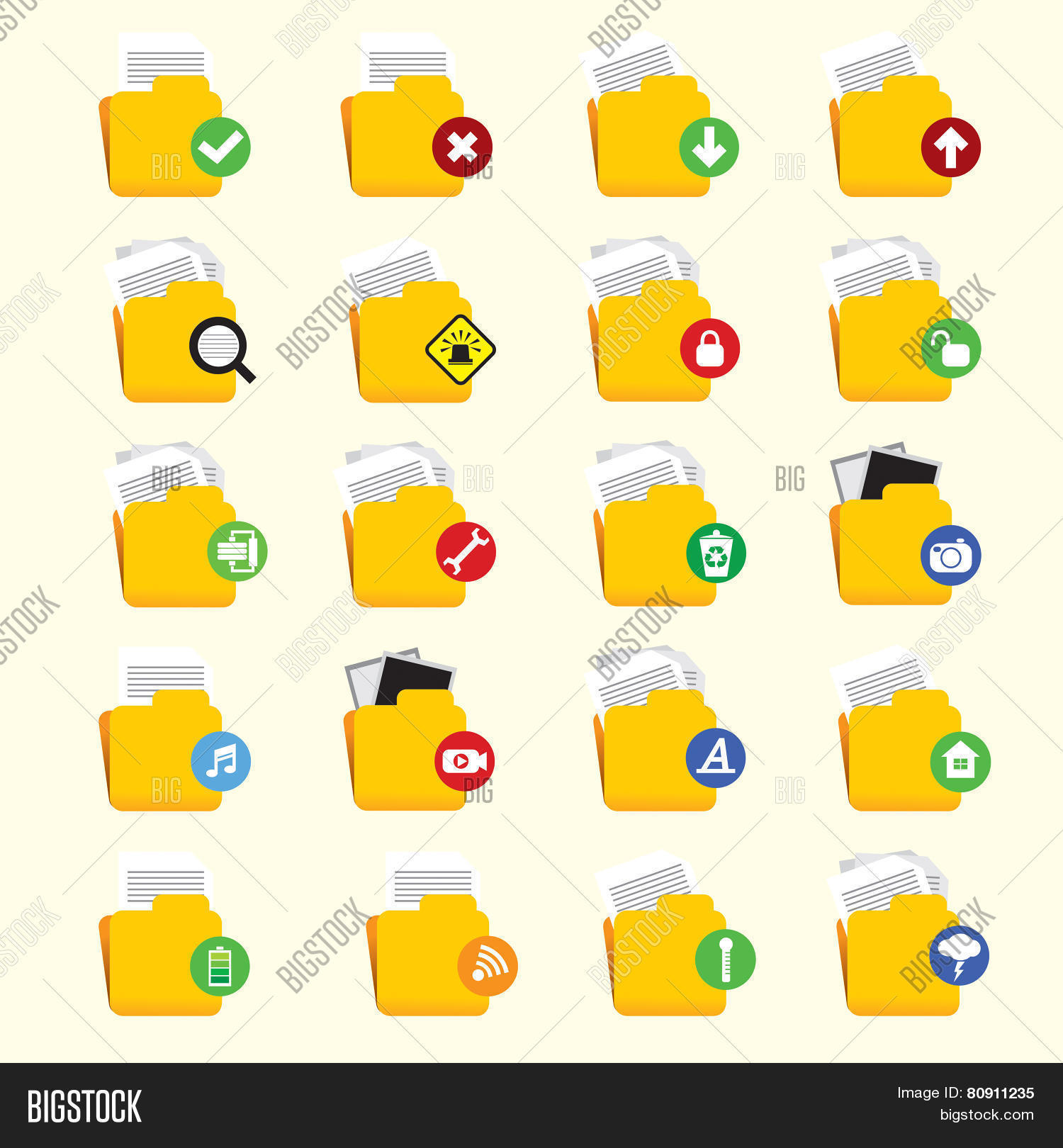 Folder Icon Set Vector & Photo (Free Trial) | Bigstock