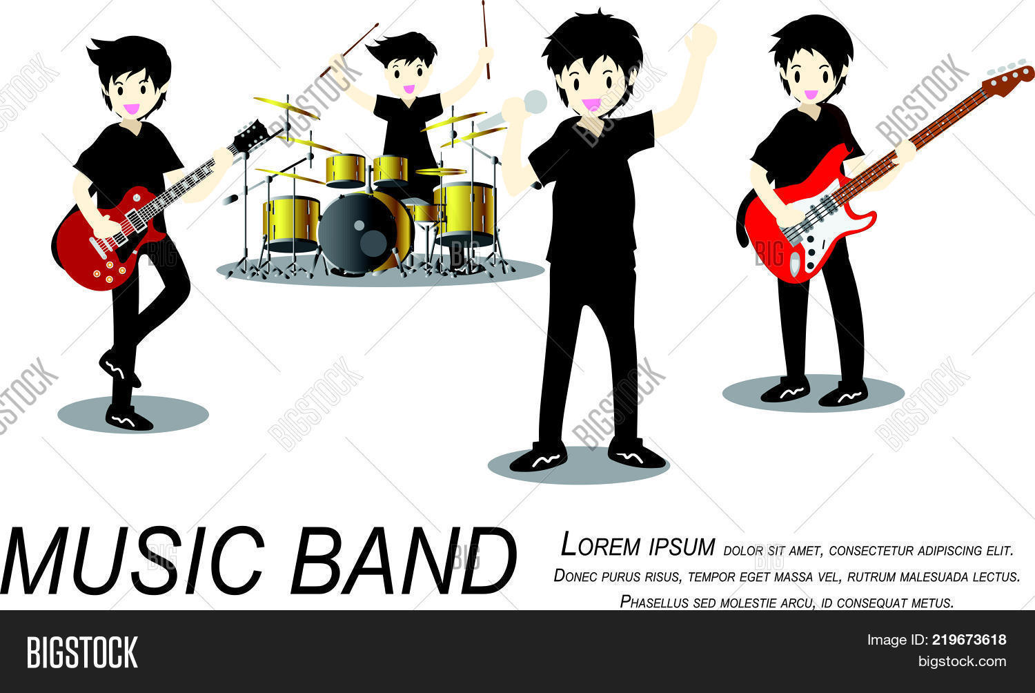 Cartoon Rock Band Instruments