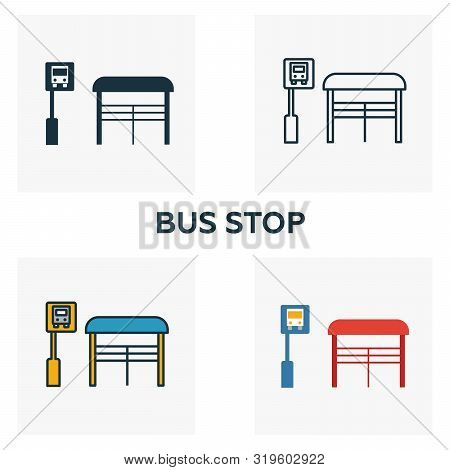 Bus Stop Outline Icon Vector & Photo (Free Trial) | Bigstock