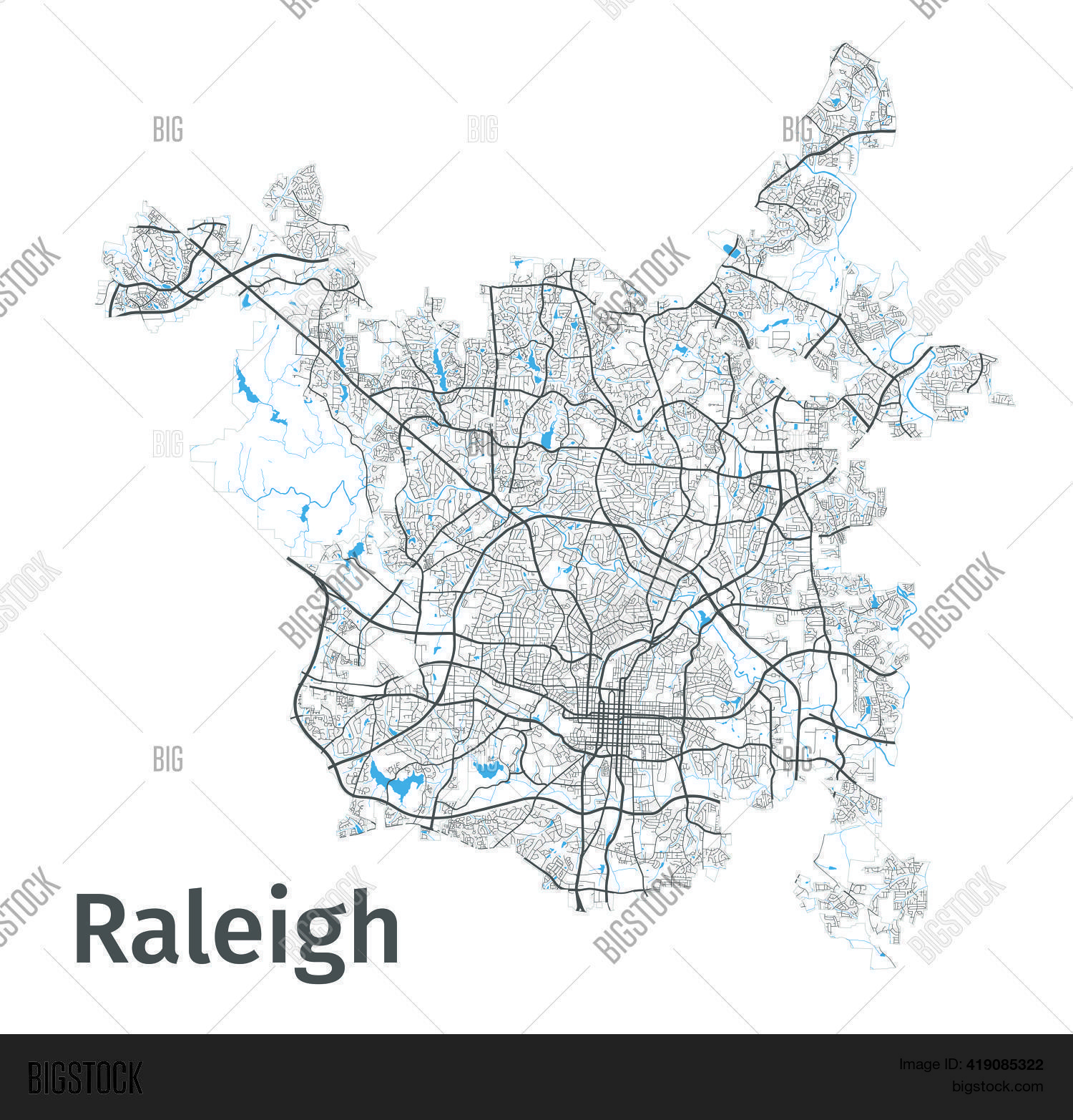 Raleigh Map. Detailed Vector & Photo (Free Trial) | Bigstock