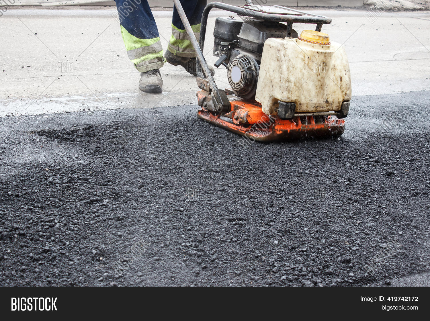 Worker Ramps Asphalt Image & Photo (Free Trial) | Bigstock