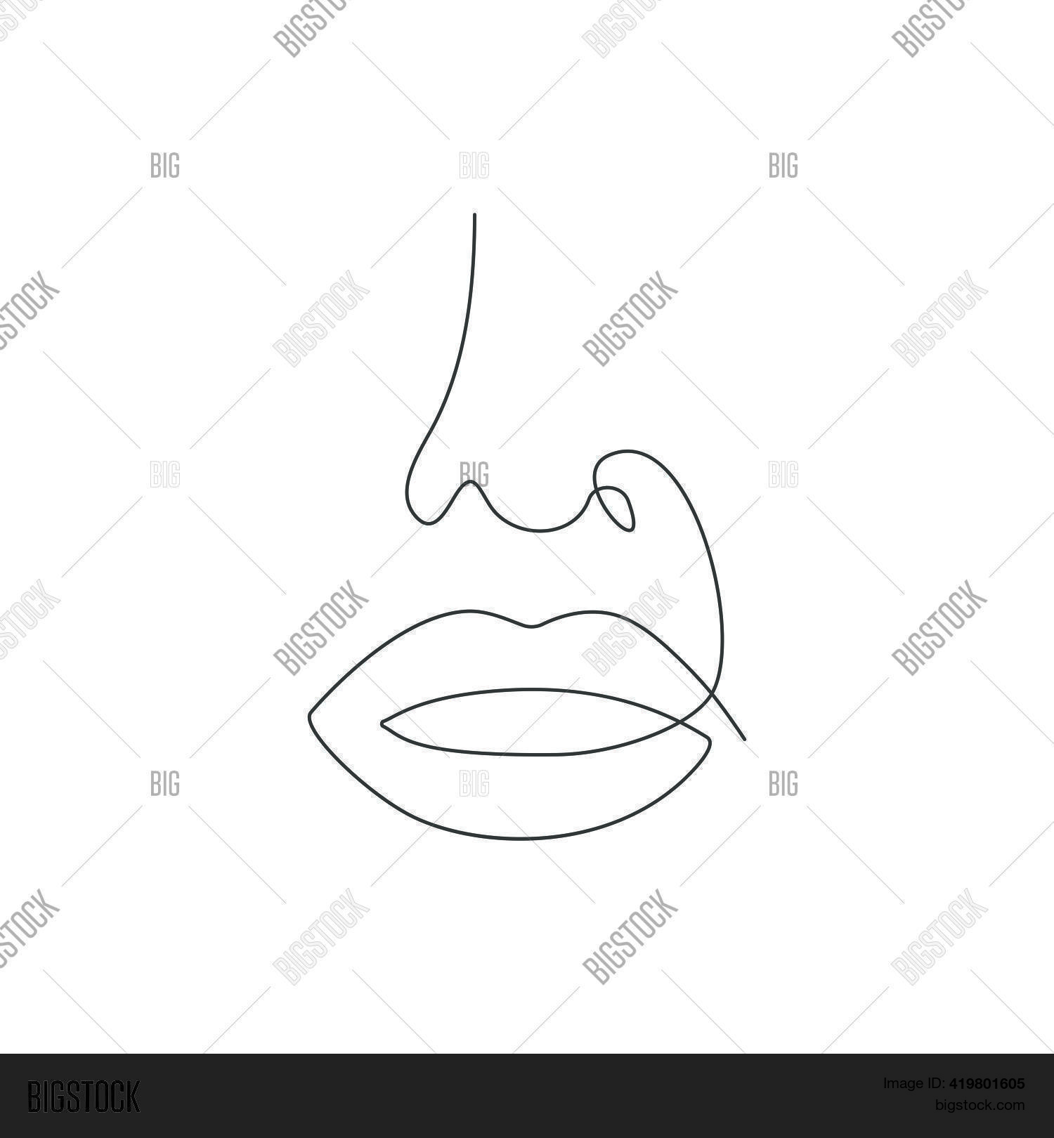 Woman Nose Lips One Vector & Photo (Free Trial) | Bigstock