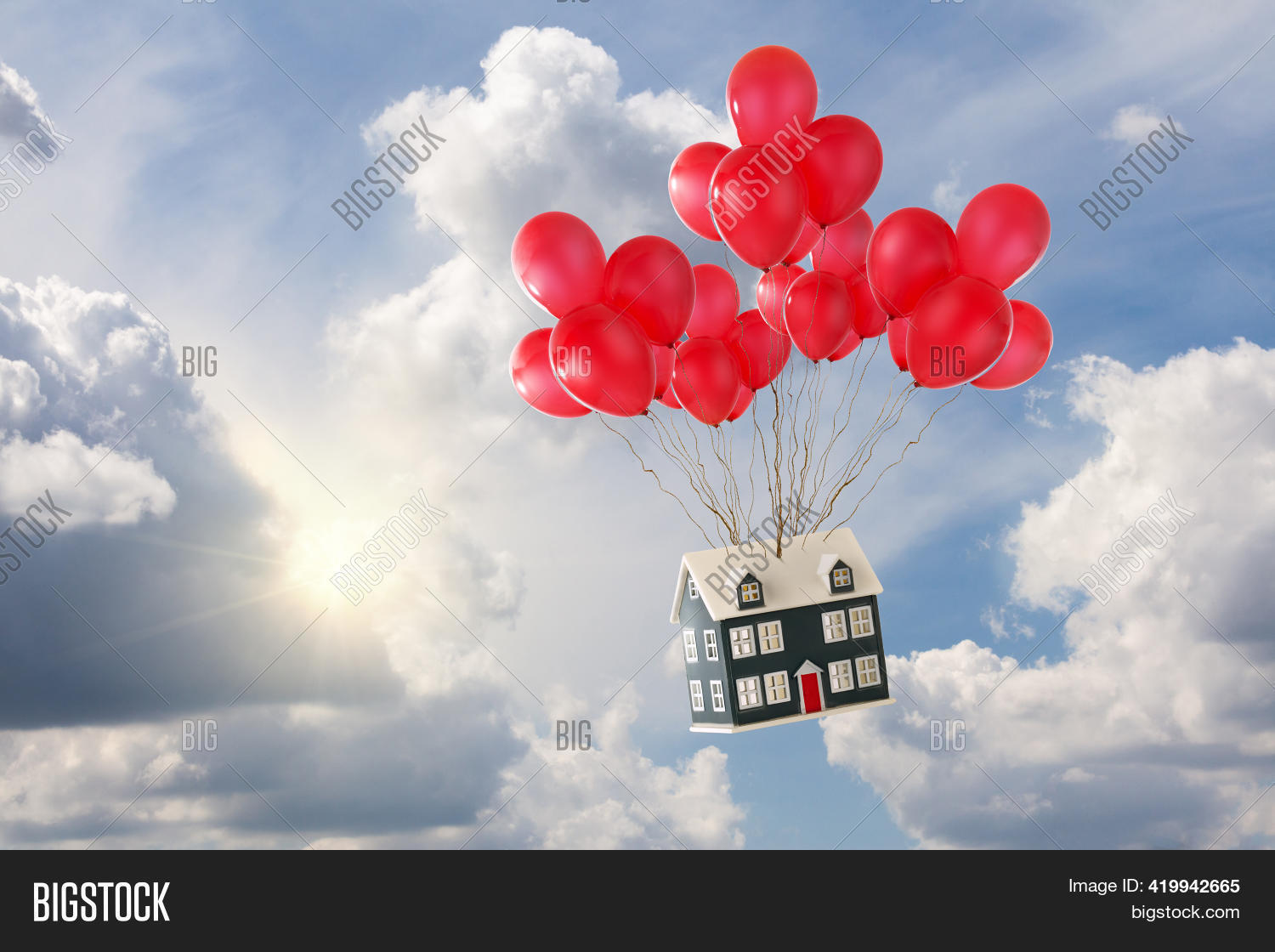 Toy House Red Balloons Image & Photo (Free Trial) | Bigstock