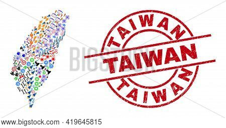 Taiwan Map Collage Vector & Photo (Free Trial) | Bigstock