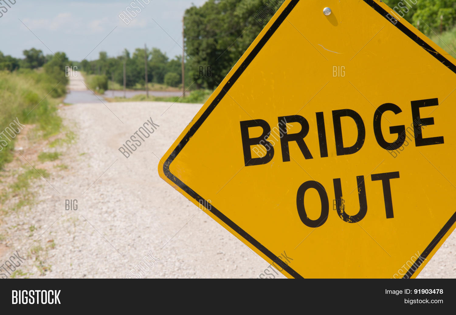 Bridge Out -sign Ahead Image & Photo (Free Trial) | Bigstock