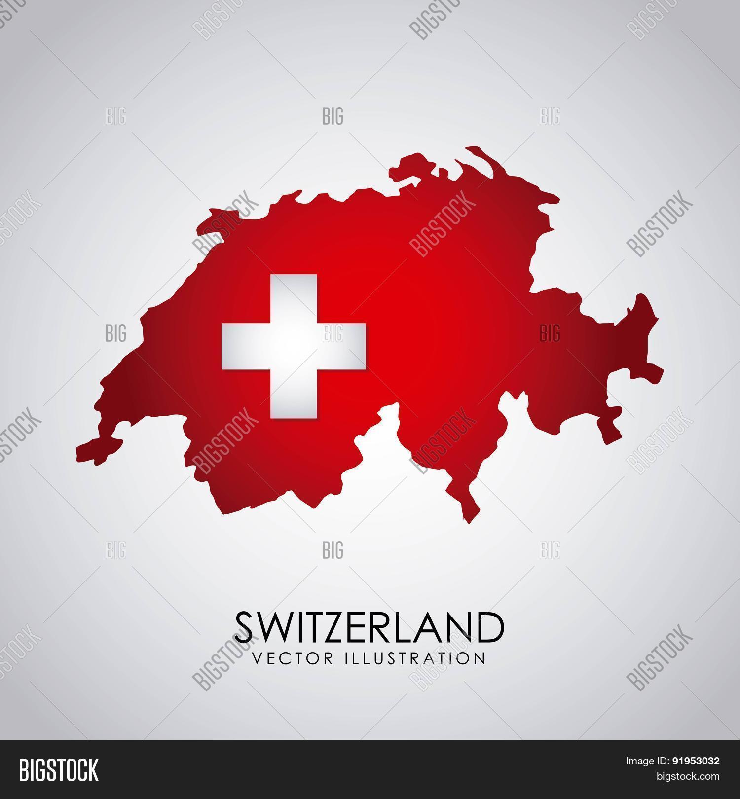 Swiss Flag Map Over Vector & Photo (Free Trial) | Bigstock