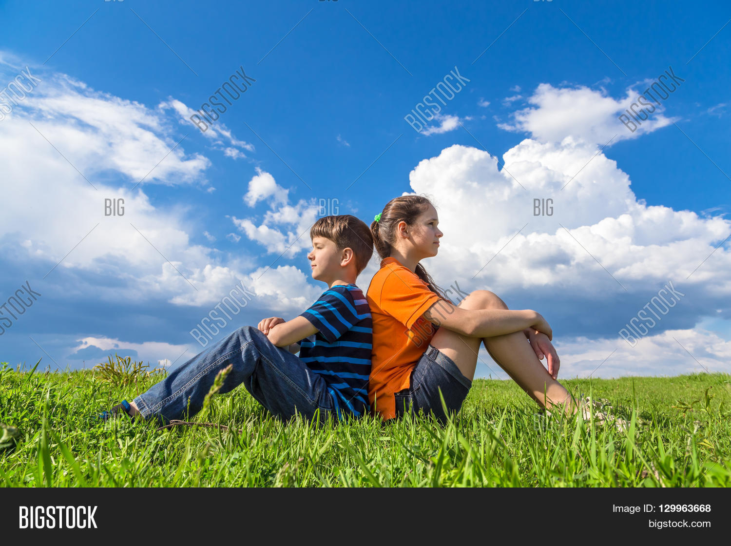 Two Kids Sitting Back Image & Photo (Free Trial) | Bigstock