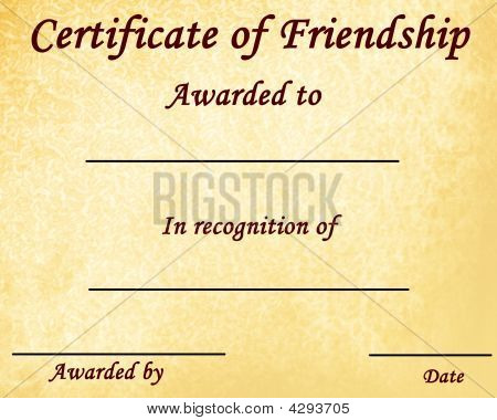 Certificate Friendship Image & Photo (Free Trial) | Bigstock