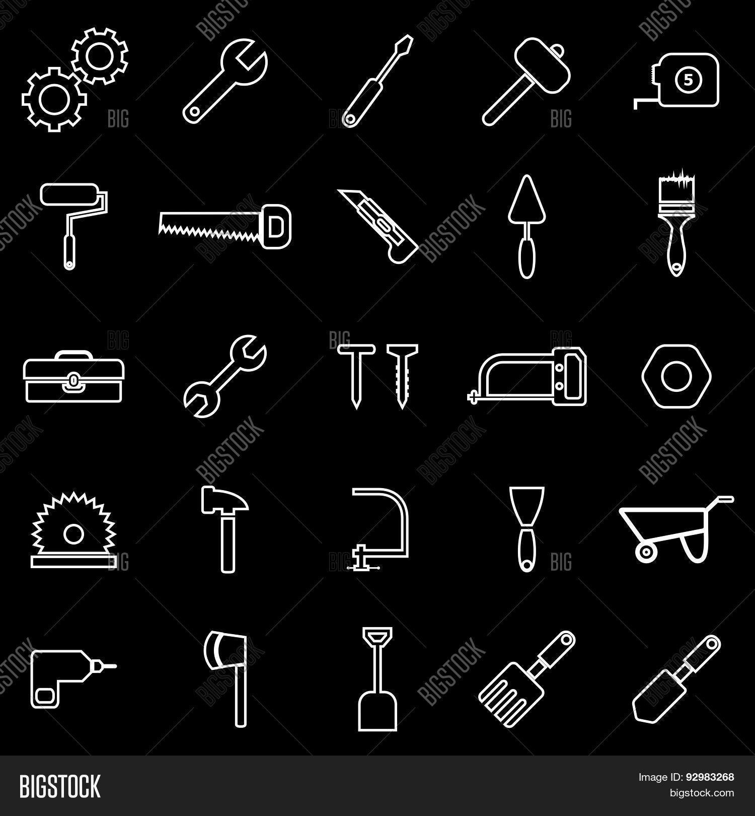 Tool Line Icons On Vector & Photo (Free Trial) | Bigstock