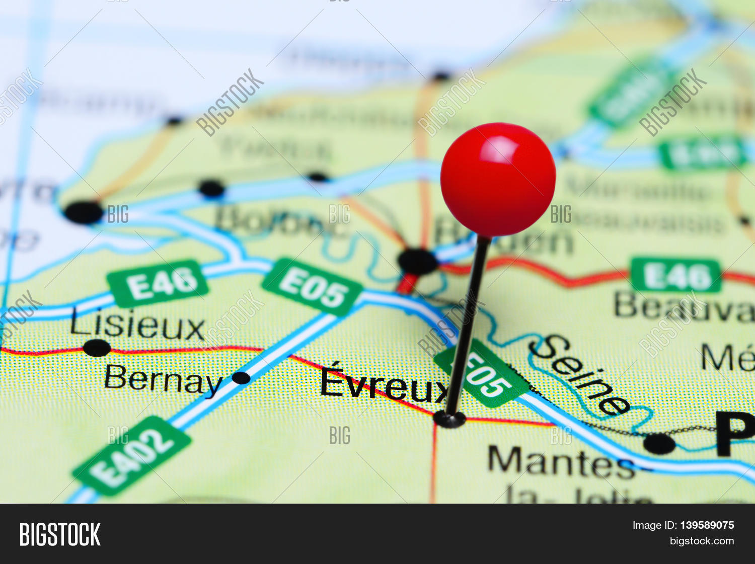 Evreux Pinned On Map Image & Photo (Free Trial) | Bigstock