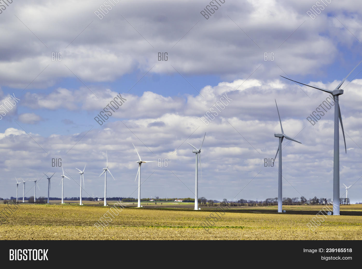 Wind Farm On Farm Land Image & Photo (Free Trial) | Bigstock
