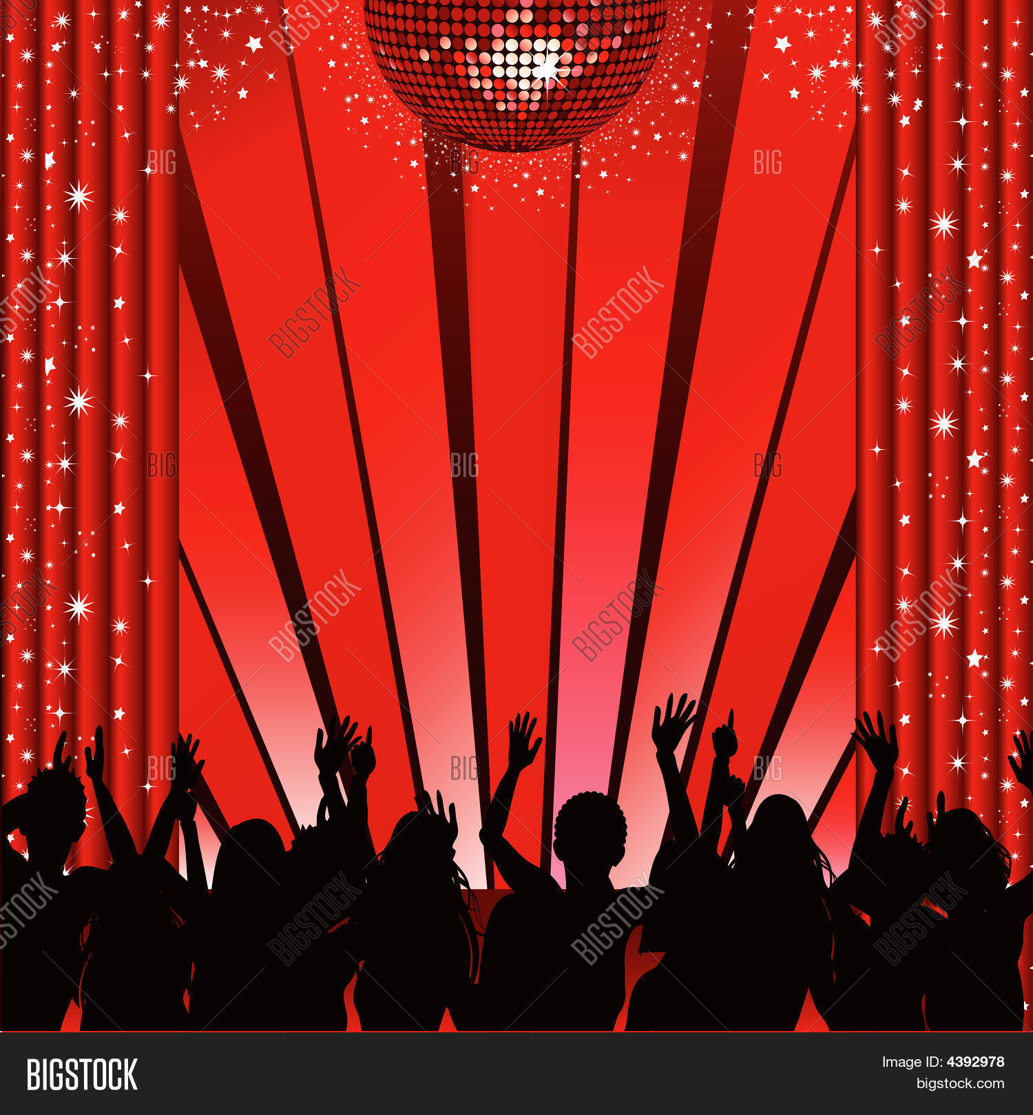 Red Disco Stage Crowd Vector & Photo (Free Trial) | Bigstock