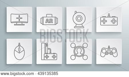 Set Line Computer Mouse Gaming, Ar, Augmented Reality, Game Console With Joystick, Share ...