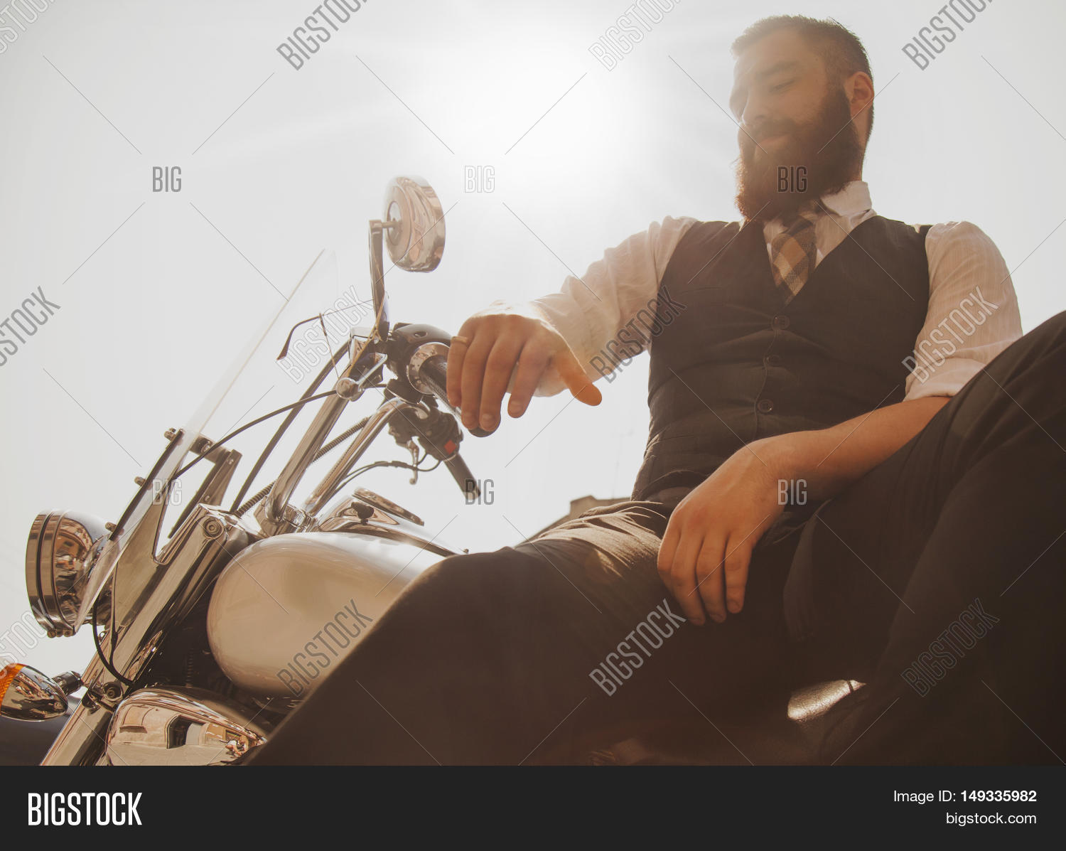 Serious Bearded Biker Image & Photo (Free Trial) | Bigstock