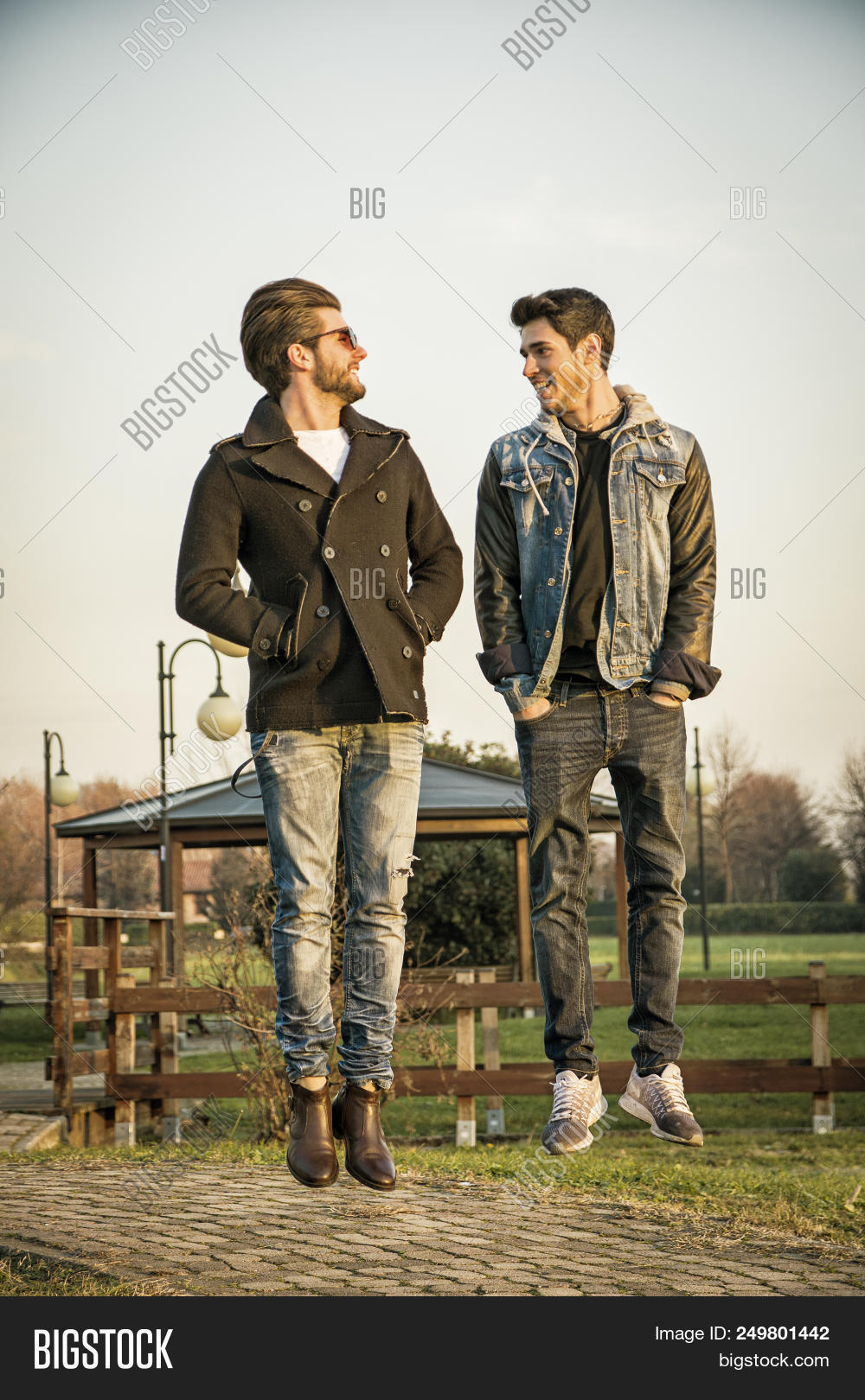 Pair Young Men Leaping Image & Photo (Free Trial) | Bigstock