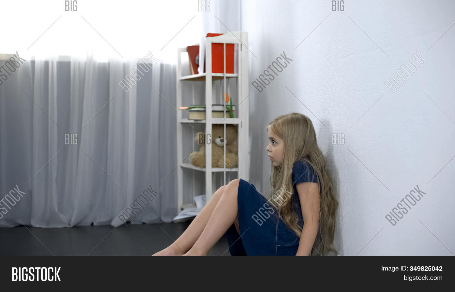 Scared Girl Sitting On Image & Photo (Free Trial) | Bigstock