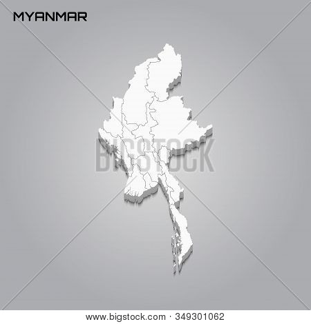 Myanmar 3d Map Vector & Photo (Free Trial) | Bigstock