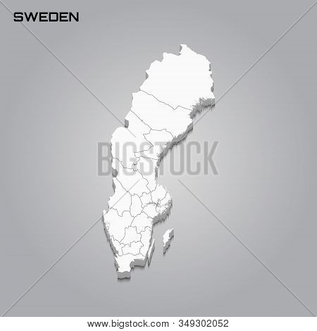Sweden 3d Map Borders Vector & Photo (Free Trial) | Bigstock