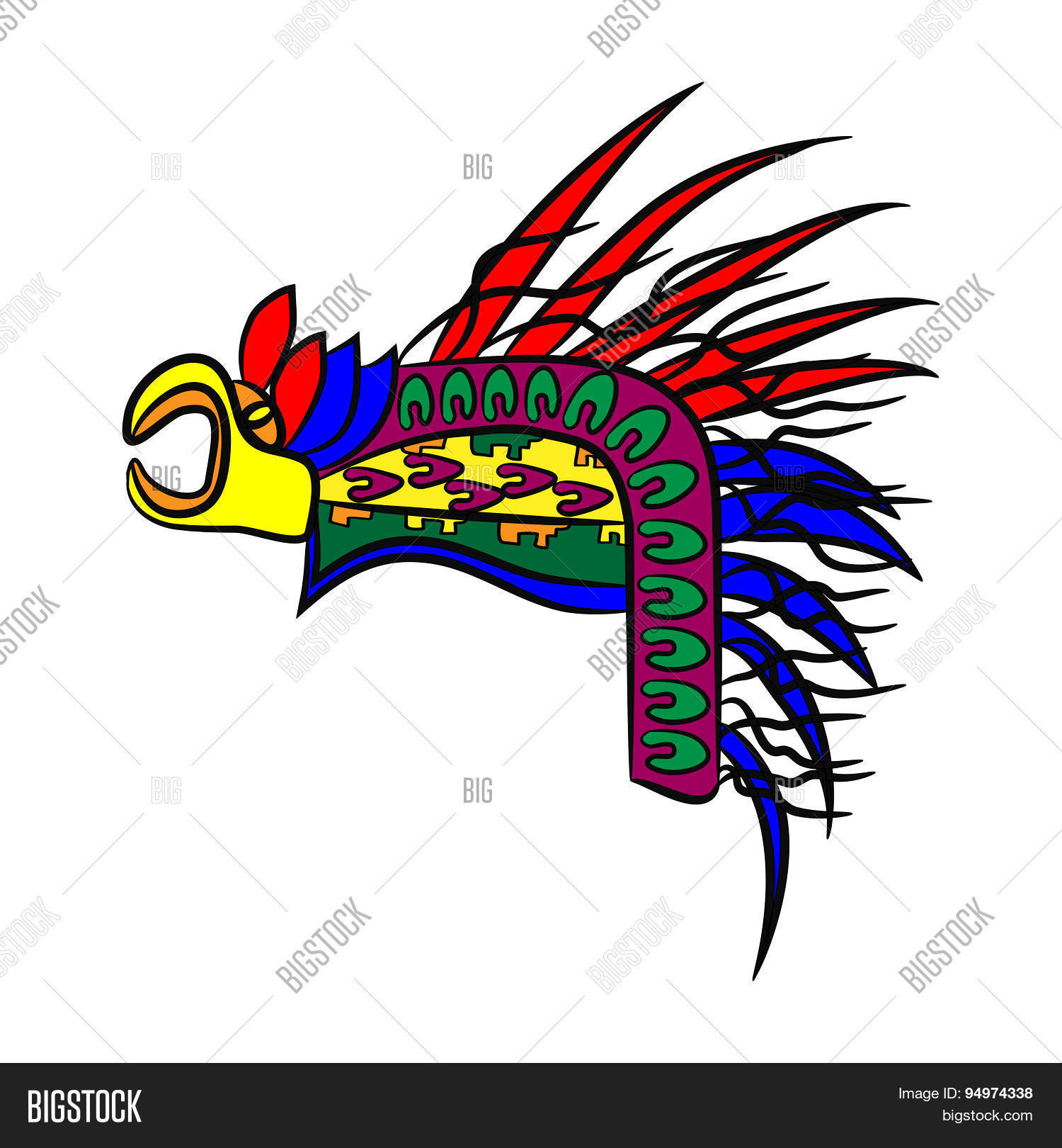 Warrior Bonnet Aztec Vector & Photo (Free Trial) | Bigstock