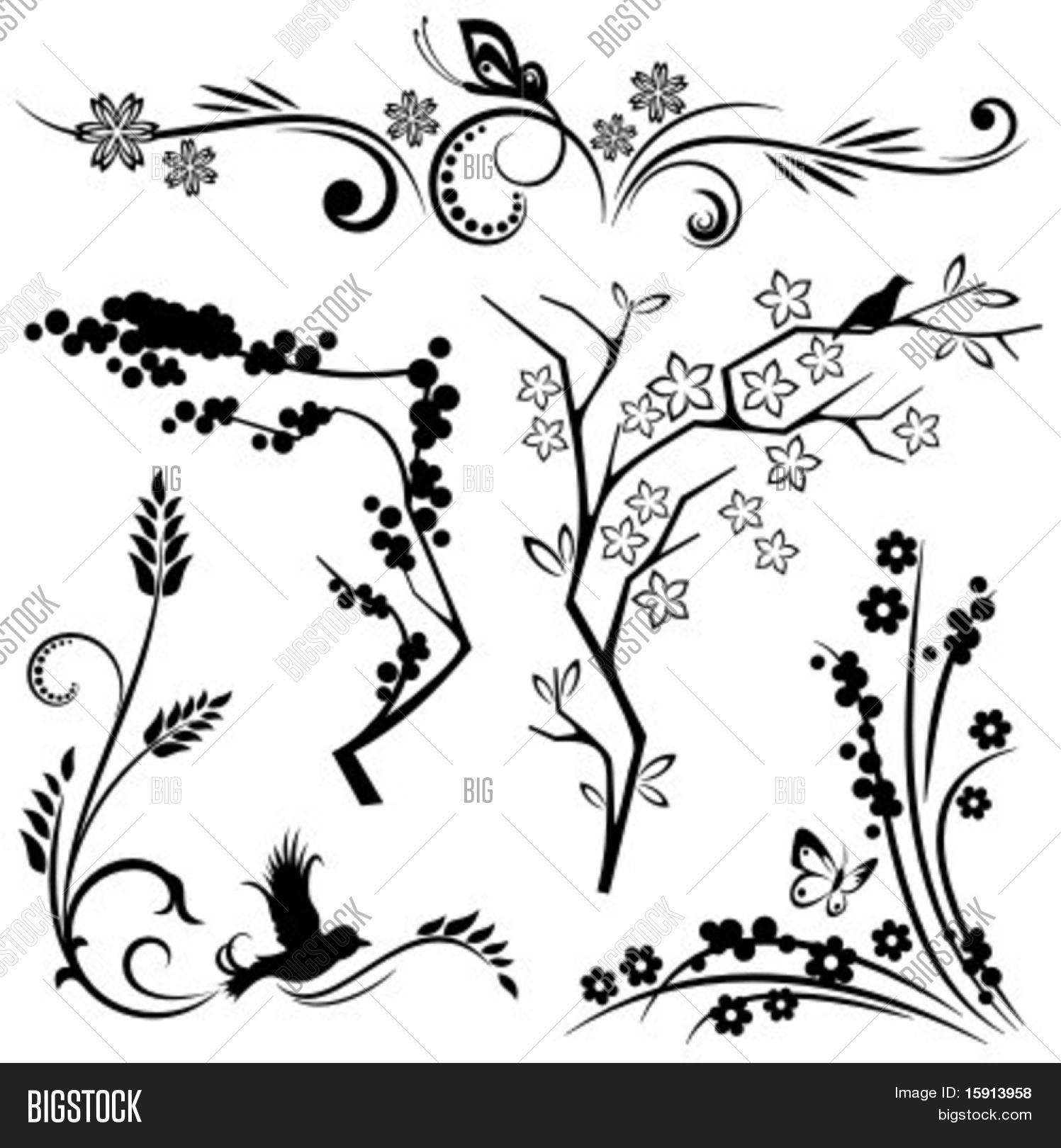 Set 5 Japanese Floral Vector & Photo (Free Trial) | Bigstock