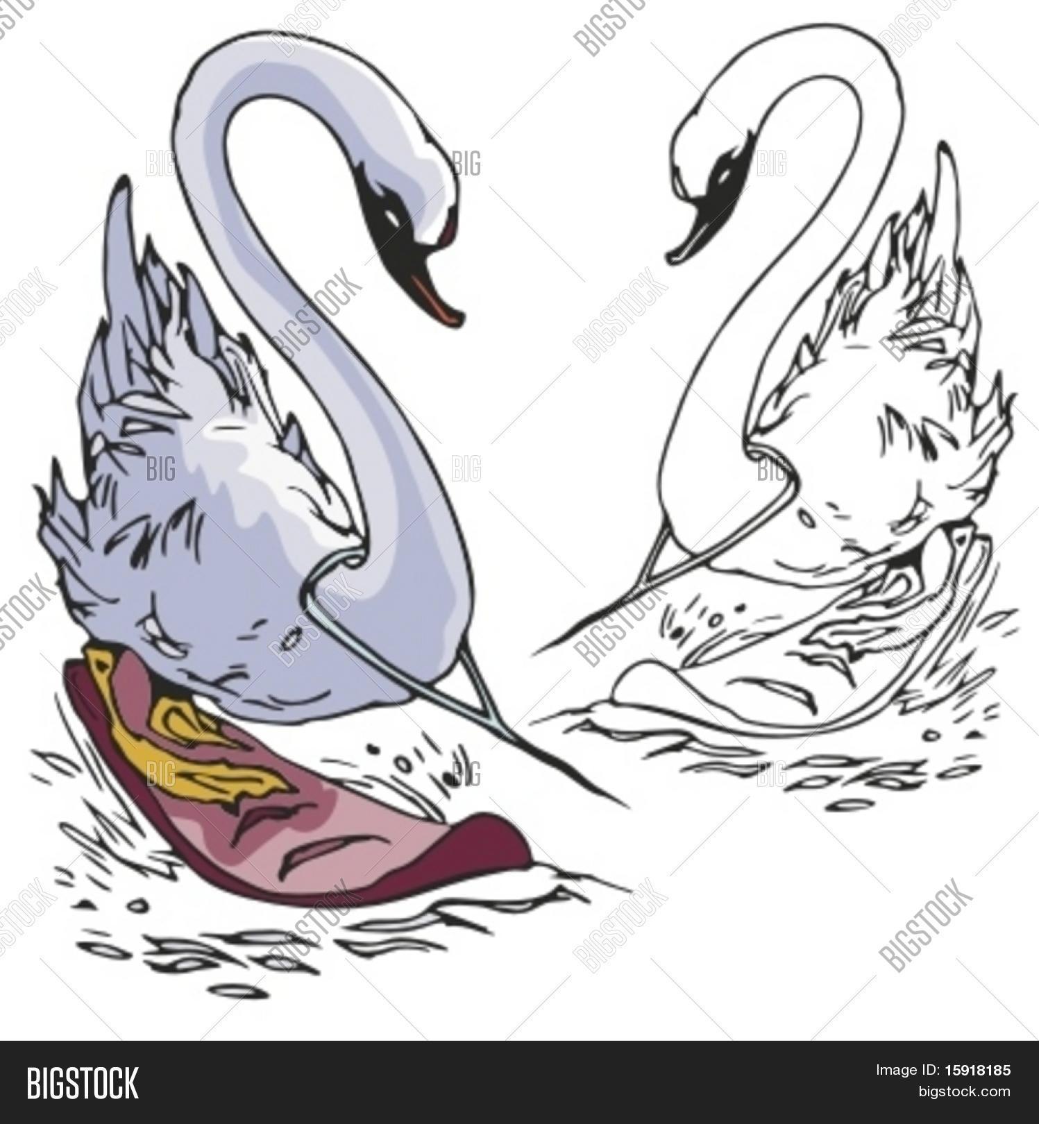 Swan Surfing Mascot. Vector & Photo (Free Trial) | Bigstock