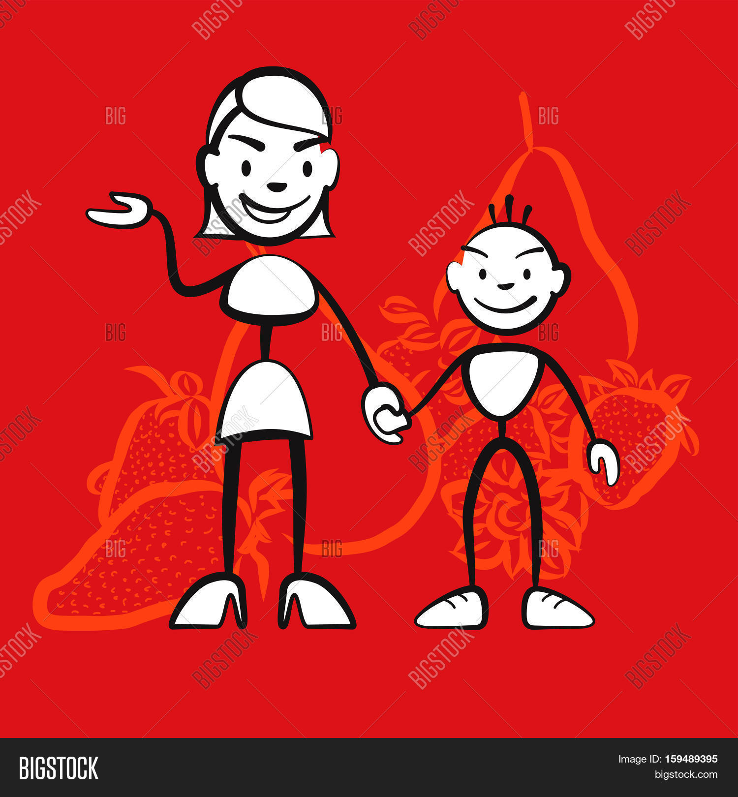 Stickman Mother Child Vector & Photo (Free Trial) | Bigstock