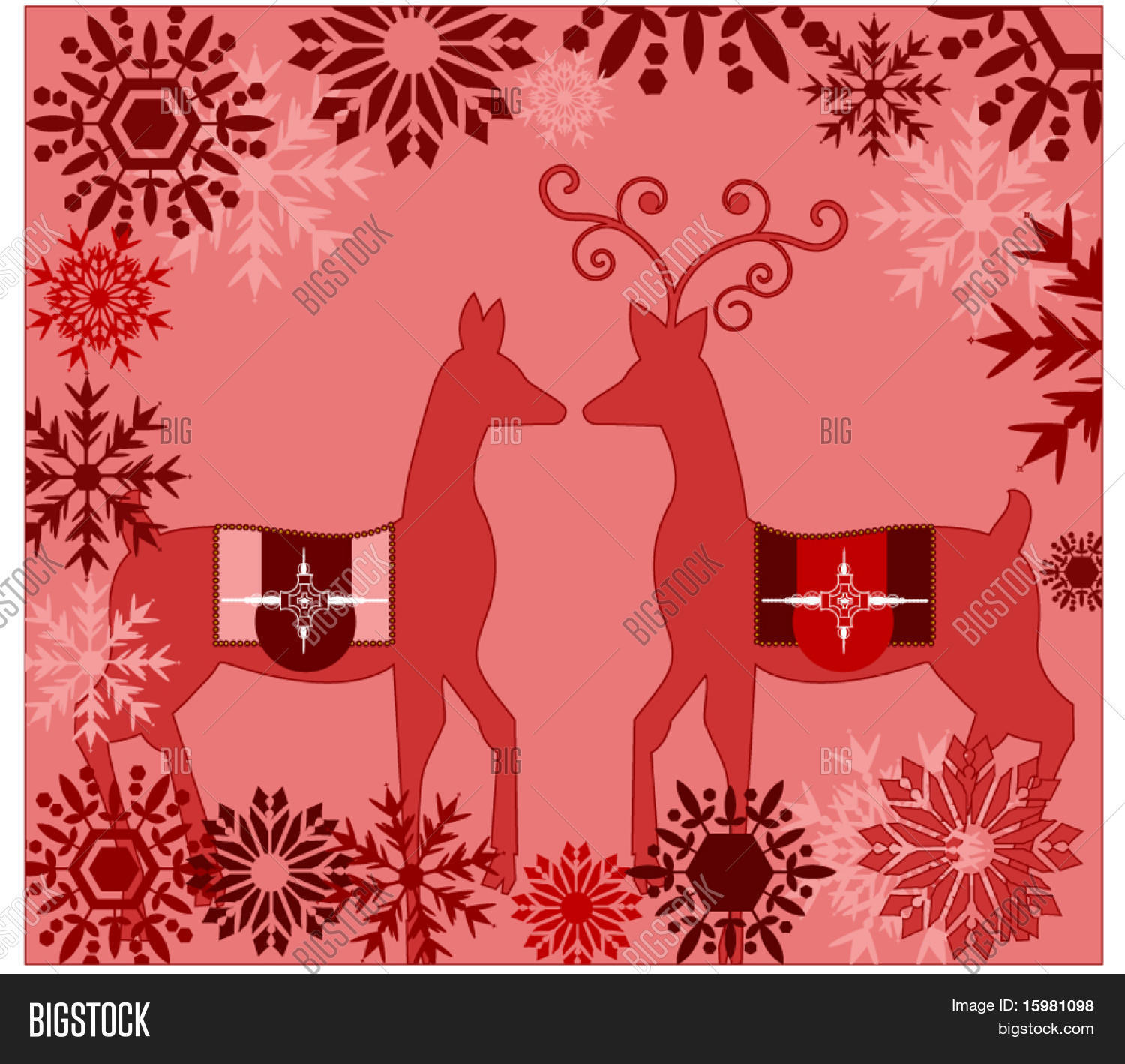 Reindeer Snowflake Vector & Photo (Free Trial) | Bigstock