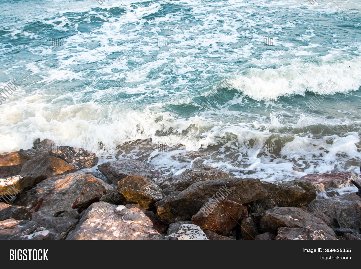 Blue Ocean Wave Rock Image & Photo (Free Trial) | Bigstock