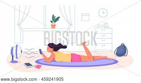Girl Cooling Fan. Fun Vector & Photo (Free Trial) | Bigstock