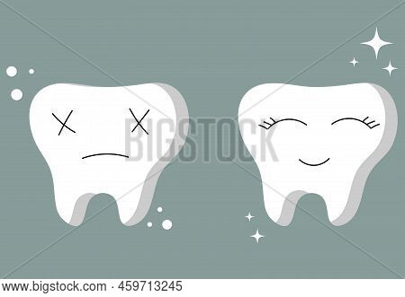 Sad Happy Tooth. Vector & Photo (Free Trial) | Bigstock